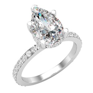 dazzlingrock collection 10x7 mm pear cubic zirconia and round white diamond women teardrop engagement ring | platinum | size 5.5