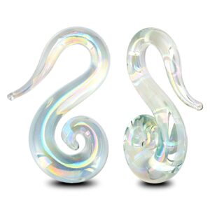 stuppendux seahorse shape ear glass spiral tapers plugs tunnels expander hanger gauges earrings stretching body piercings jewelry gauges 8g 3mm