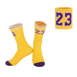 zifhkup elite basketball socks for boys and girls, athletic socks&basketball wristband, sport socks for kids 6-13