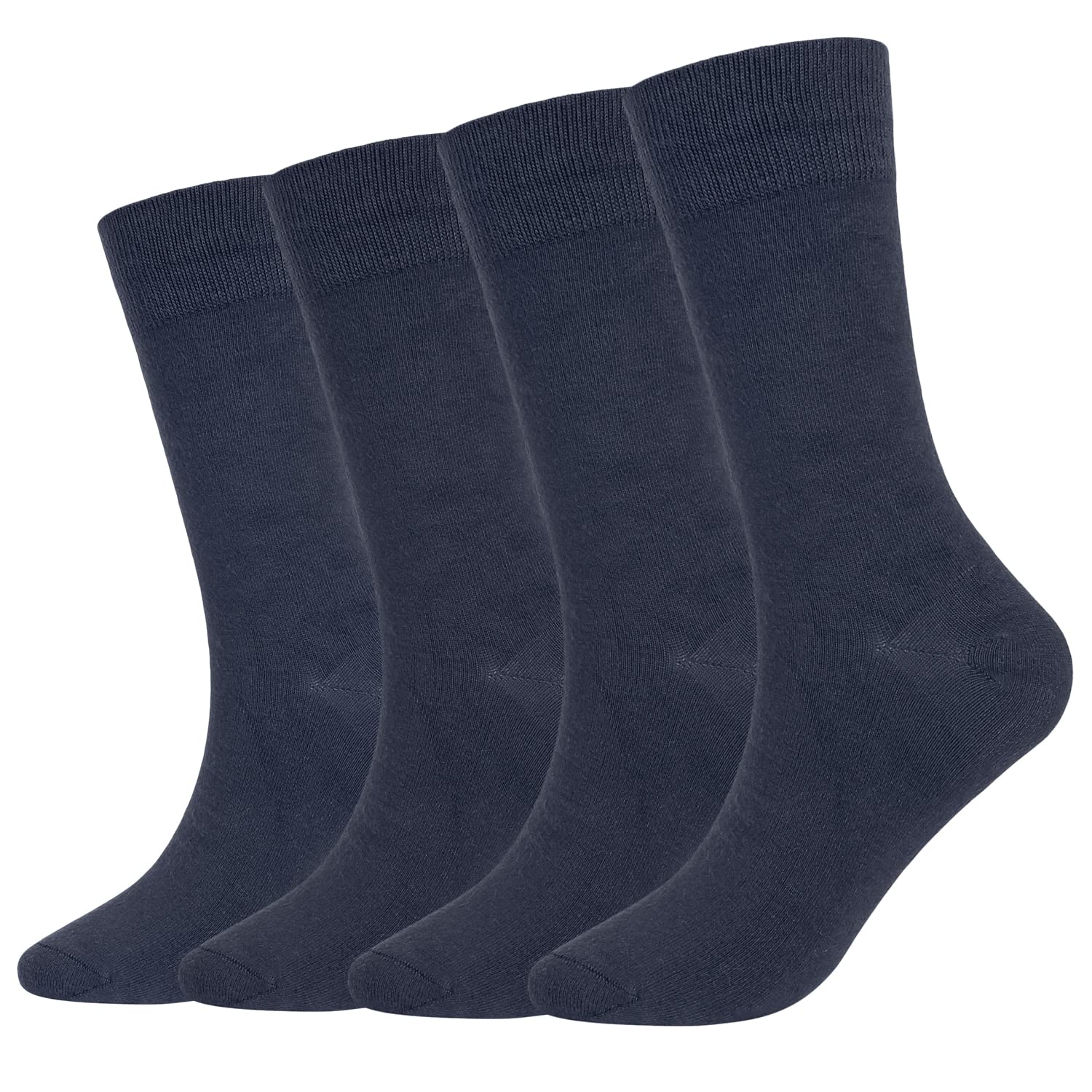 Bamboo Rayon Dress Socks for Men, 4 Pair Comfortable Crew Men Socks, Seamless Stretchy Casual Sports Socks, Navy(4 Pairs),10-13