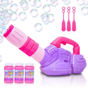 artcreativity bubble leaf blower, bubble machine outside outdoor toys for toddlers 1-3, summer toys for girls, for kids, preschool, first birthday gifts for girls & boys, pink & purple