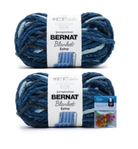 bernat blanket extra yarn, jumbo gauge #7, 2-pack (teal dreams) bundle with bella's crafts stitch markers