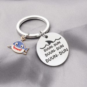 TIIMG Shark Jewelry Shark Keychain Charm Shark Gifts for Shark Lovers Cool Animal Gift (DUUN DUN)