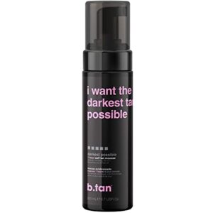 b.tan ultra dark self tanner | i want the darkest tan possible - fast, 1 hour sunless tanner mousse, no fake tan smell, no added nasties, vegan, cruelty free, 6.7 fl oz