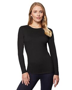 32 degrees heat womens ultra soft thermal lightweight baselayer crew neck long sleeve top, black, large