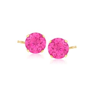 ross-simons 4.80 ct. t.w. pink topaz martini stud earrings in 14kt yellow gold