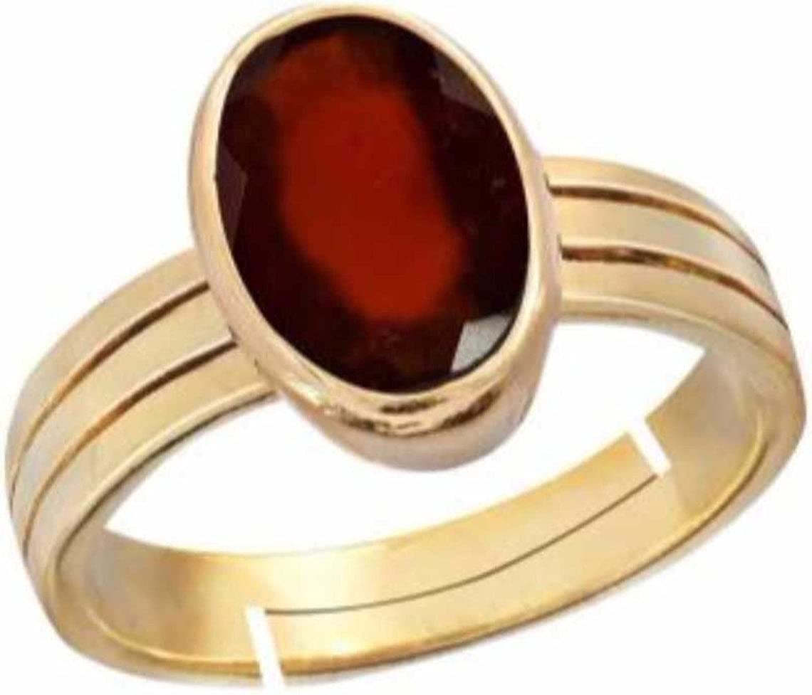 Kevat Gems Natural Certified Hessonite Garnet/Gomed 4.00-11.00 Ct. Gemstone Unisex Ring in Panchadhatu (Cooper),Birthstone Jewelry (6.00 Ct., Women)