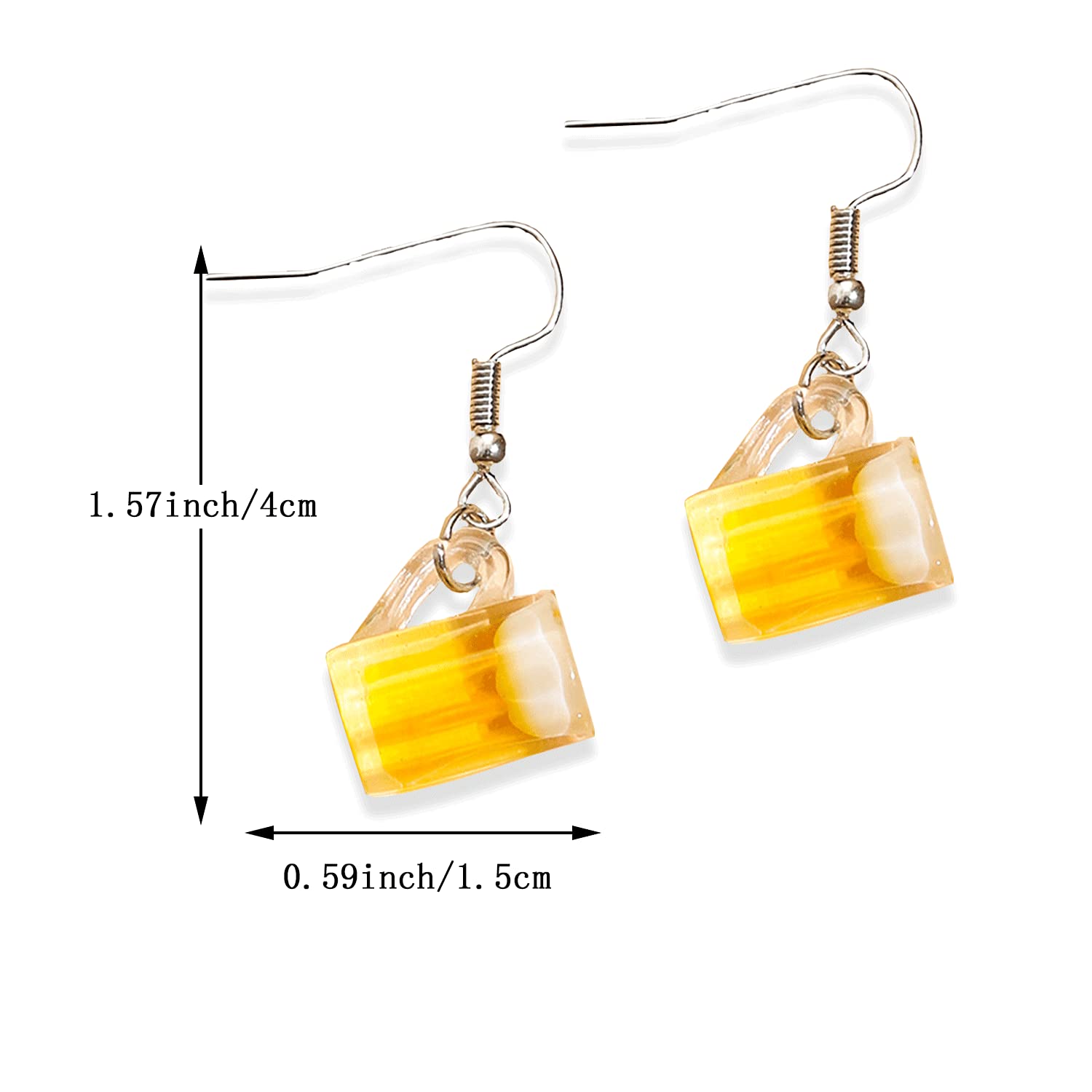 TIANBANGSHI Cute Creative Simulation Beer Mug Dangle Drop Earrings Handmade Lightweight Drink Bottle Earrings Funny Food Earrings for Women Beer Lover Statement Jewelry Gifts (beer glass)