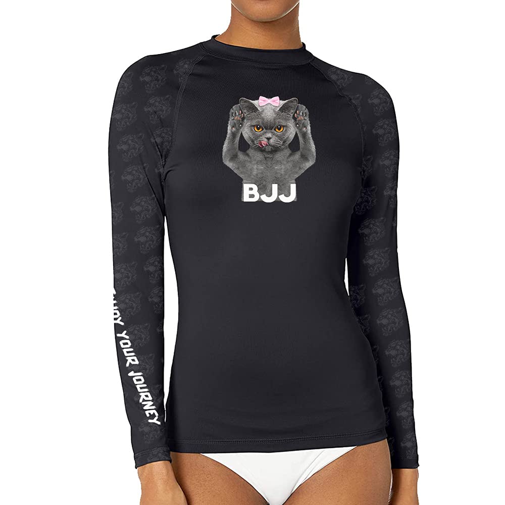 CHOO Women's Cat Moisture Wicking Undershirt Jiu Jitsu No Gi Base Layers, Small