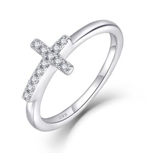 starchenie sideways cross ring 925 sterling silver christian religious jewelry gift for women size 8