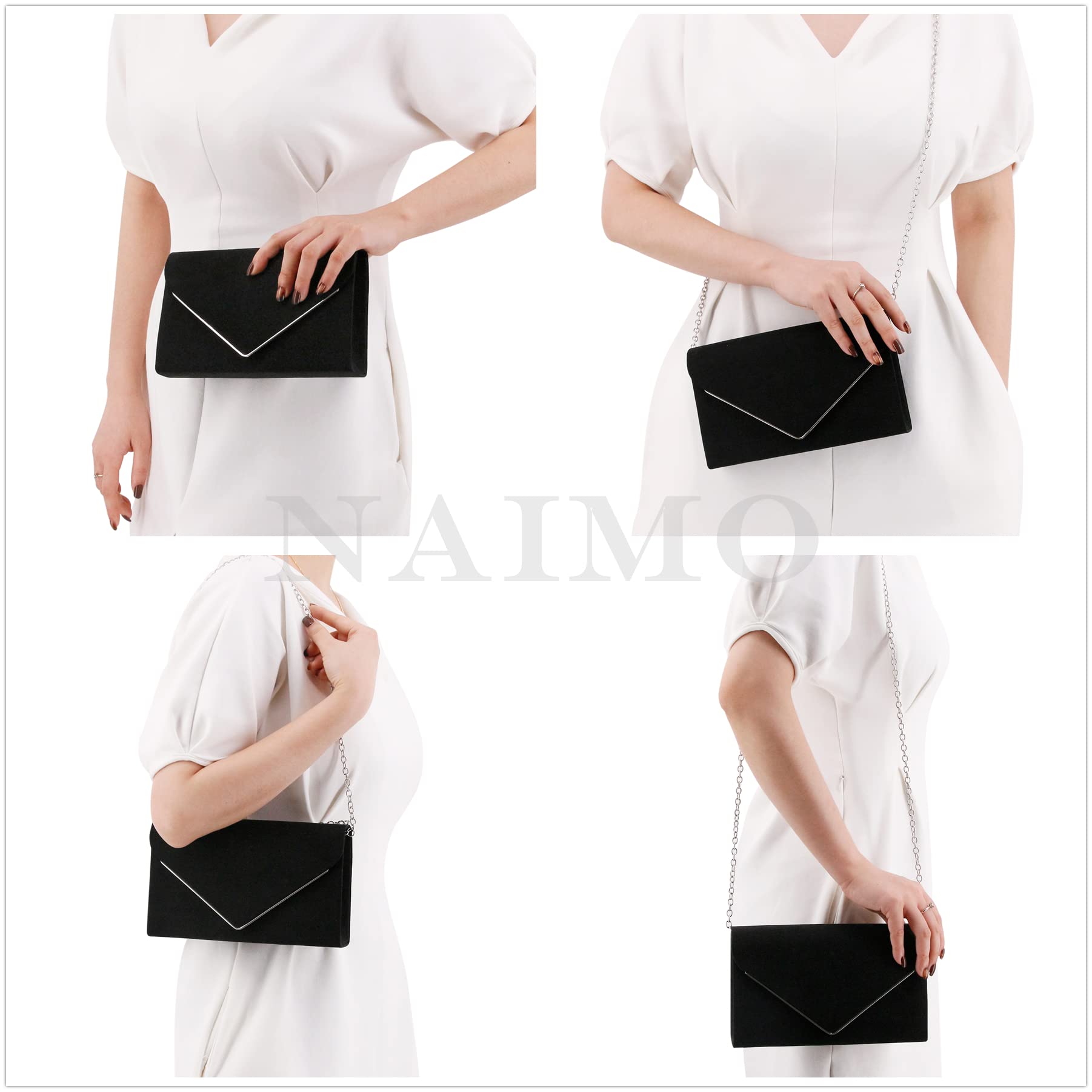 Naimo Suede Evening Bag Clutch Handbag Velvet Flap Envelope Clutches Wedding Party Prom Bridal Purse