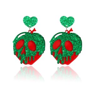 tianbangshi unique halloween acrylic pumpkin earrings - hypoallergenic skull pumpkin dangle earring for women holiday night costume jewelry gift (human skeleton)