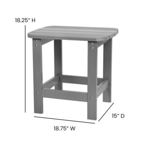 Flash Furniture Charlestown Tiered Commercial Poly Resin Adirondack Side Table - Gray - All-Weather - Indoor/Outdoor