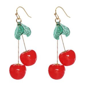 t-ztoss 18k gold plated vintage 3d red big cherry charm& green crystal leaf fruit tassel women hook dangle drop earrings for women(cherry earrings)