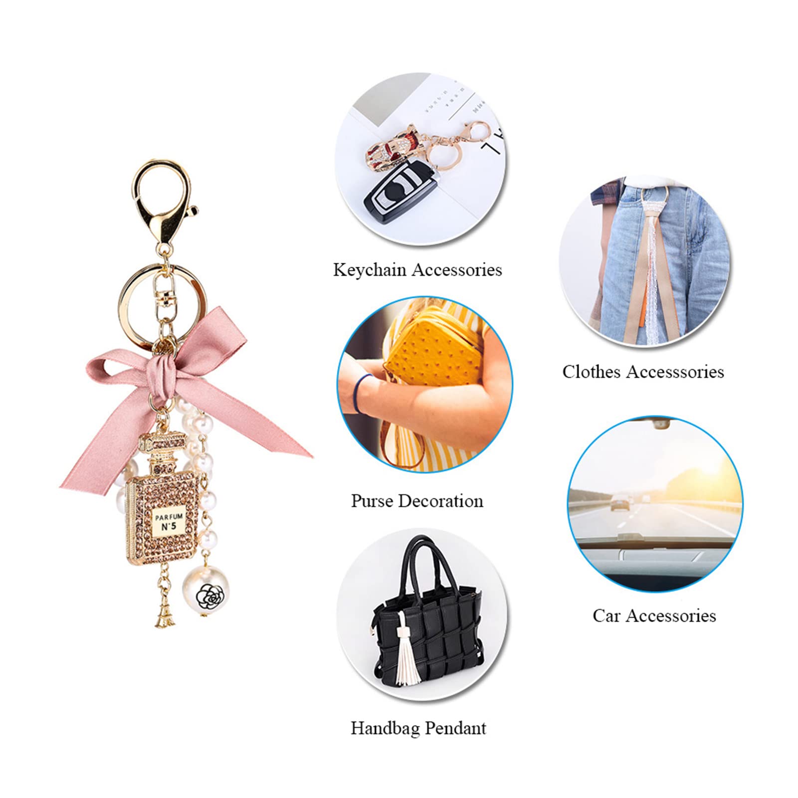 WEPROSOFS Cute Keychains for Women, Key Chains for Car Keys, Keychain Accessories for Car Accessories Handbag Decorations (A-Pink)