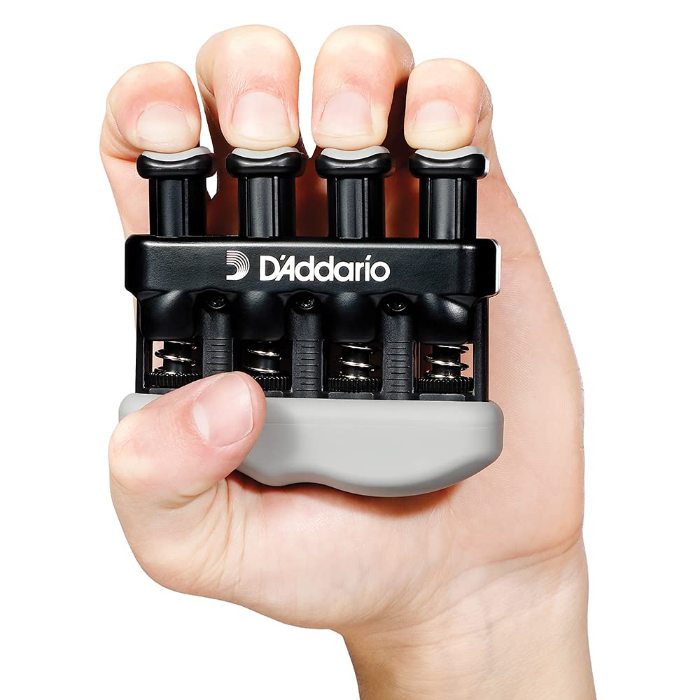 D'Addario Accessories Varigrip Finger Strengthener with Fiddilink - Finger Exerciser & Guitar Trainer with Simulated Strings for Callus Building - Strengthening & Coordination Tool for Guitar Players