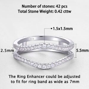 Newshe Cubic Zirconia Curved Wedding Bands for Women Ring Enhancer Guard for Engagement Rings 925 Sterling Silver Size 7