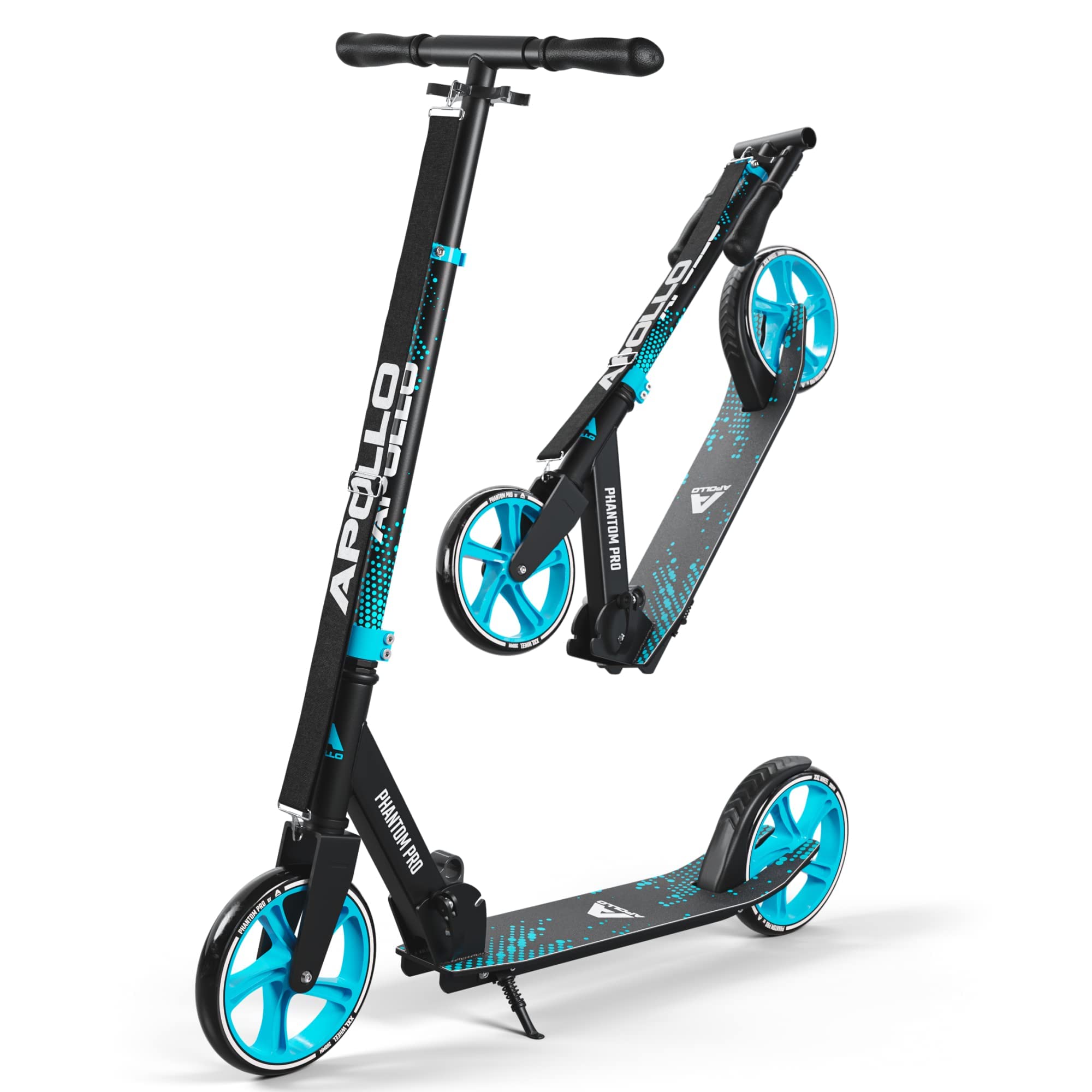 APOLLO Non-Electric Adult Scooter - Manual Folding Kick Scooter for Adults, Teens & Kids Ages 6 Years and up with Big Wheels (XXL), Foldable Kick Scooters, Scooter for Adults 220 lbs (Blue)