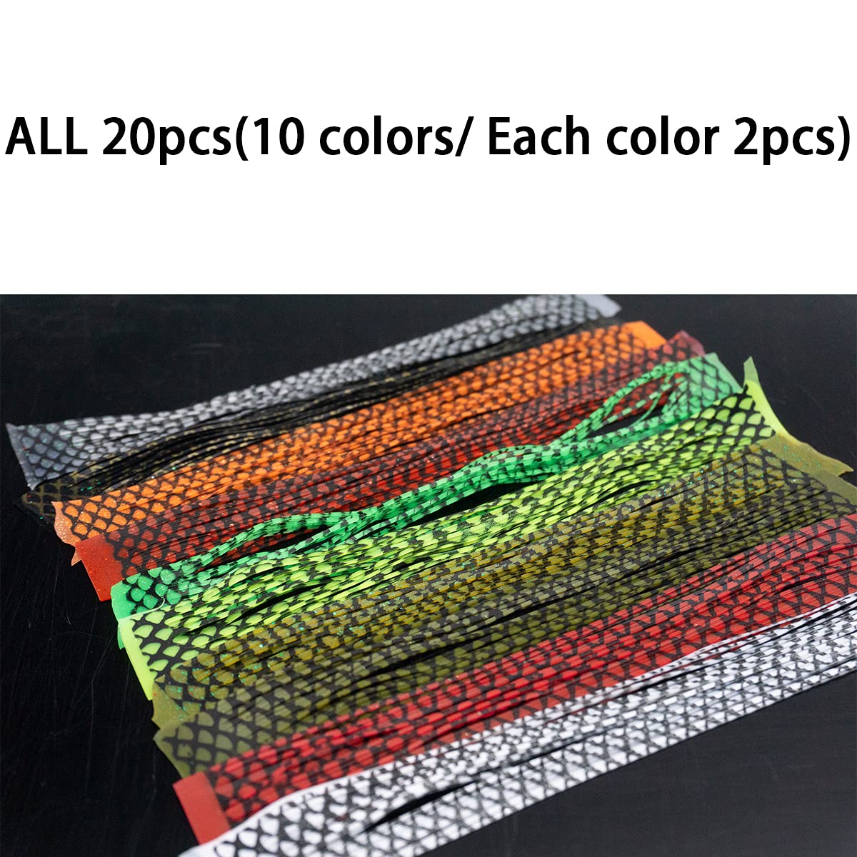 10 Colors 20 pcs Fishing Jig Lures Rubber Skirt Tab Multicolor Silicone Skirts Whole Sheet DIY Spinner Bait Squid Rubber Thread Lures Regular Skirt Collars Included Fly Tying Material Stripe Spots