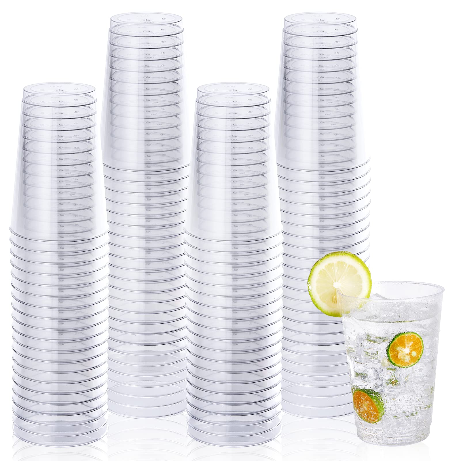 Vplus 150 Pack 12 OZ Clear Plastic Cups, Reusable Plastic Cups, Disposable Heavy Duty Plastic Cups Perfect For Wedding, Thanksgiving Day, Christmas, Halloween Party Cups