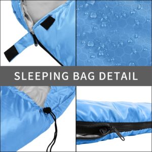 Sleeping Bags for Adults & Kids (Girls or Boys) - Use for Backpacking, Hiking and Camping - Suitable for Warm & Cold Weather - Lightweight, Portable, Waterproof (Dark Blue/Left Zip)