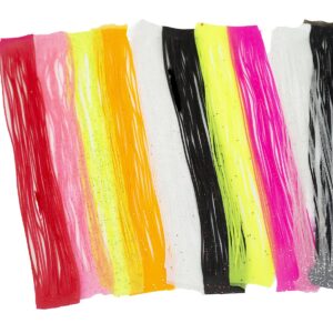 20Pc 10Colours Fishing Jig Lures Mixed Colors DIY Silicone Whole Sheet Skirts for Jig Lures Regular Skirt Colours with Fly Tying Material Free Rubber Band CMB5#