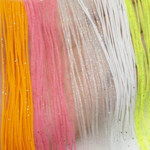 20Pc 10Colours Fishing Jig Lures Mixed Colors DIY Silicone Whole Sheet Skirts for Jig Lures Regular Skirt Colours with Fly Tying Material Free Rubber Band CMB5#