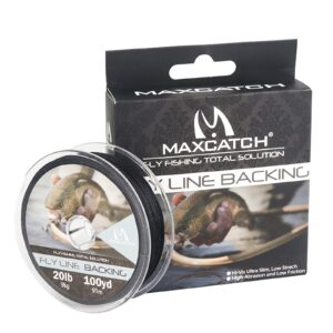 maxcatch braided fly line backing for fly fishing 20/30lb(white, yellow, orange, black&white, black&yellow, blue, pink, green, purple) (black, 20lb,300yards)