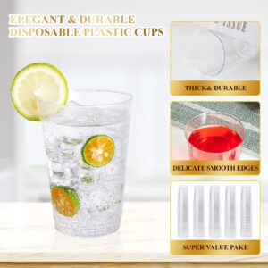 Vplus 150 Pack 12 OZ Clear Plastic Cups, Reusable Plastic Cups, Disposable Heavy Duty Plastic Cups Perfect For Wedding, Thanksgiving Day, Christmas, Halloween Party Cups