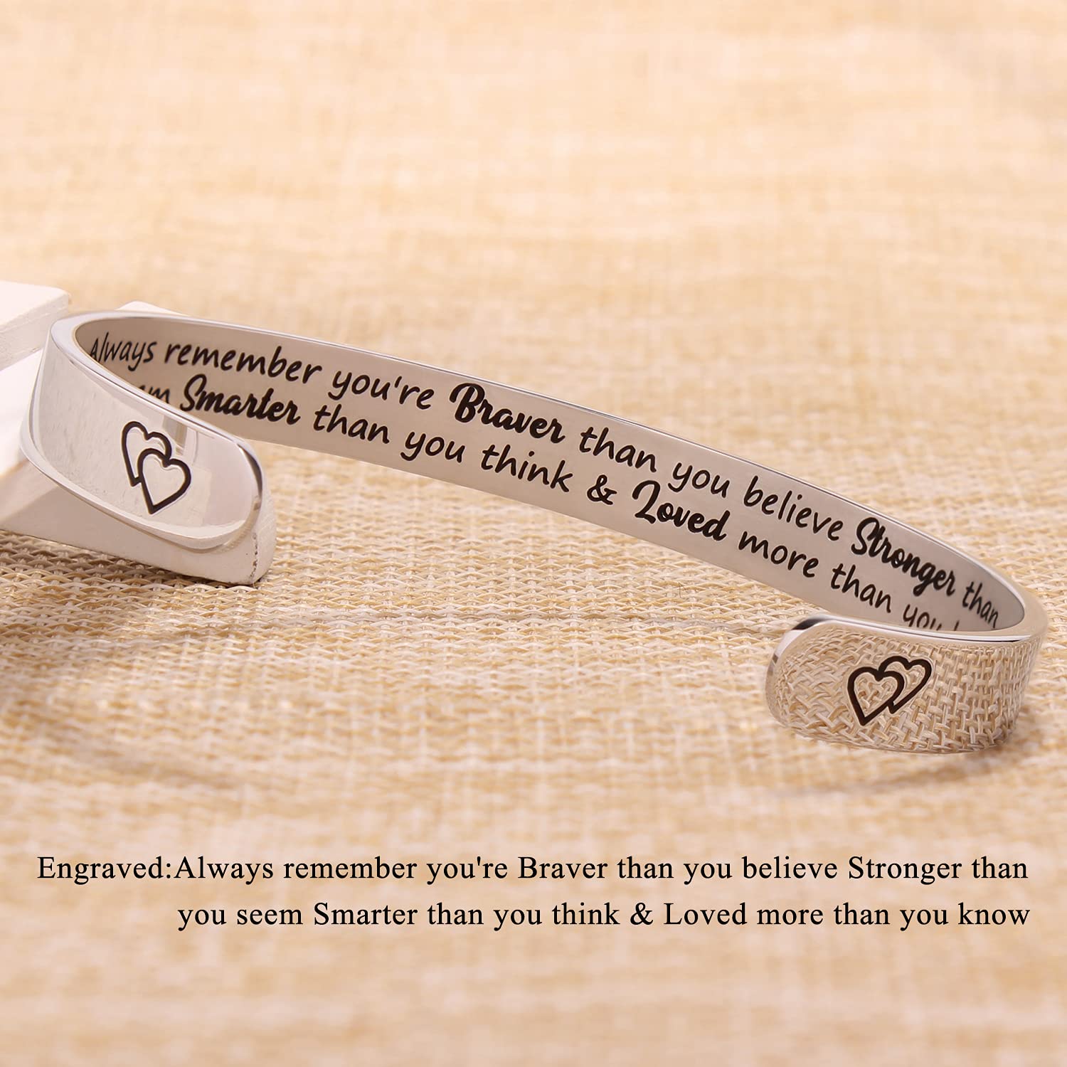 Btysun Inspirational Gifts for Women Anxiety Bracelets for Teen Girls Encouragement Gifts for People with Anxiety Friend Bracelet Quotes Engraved Jewelry