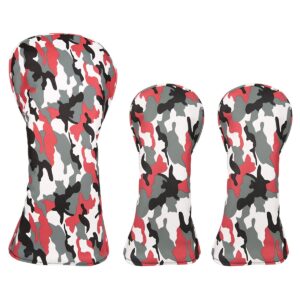 golf builder 3pcs/set red camouflage golf club driver fairway wood head covers 1 3 5 wood covers