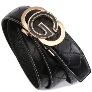 civantiya ratchet belt for men - mens belt leather black designer 1 3/8" for casual jeans - adjustable belt trim to fit