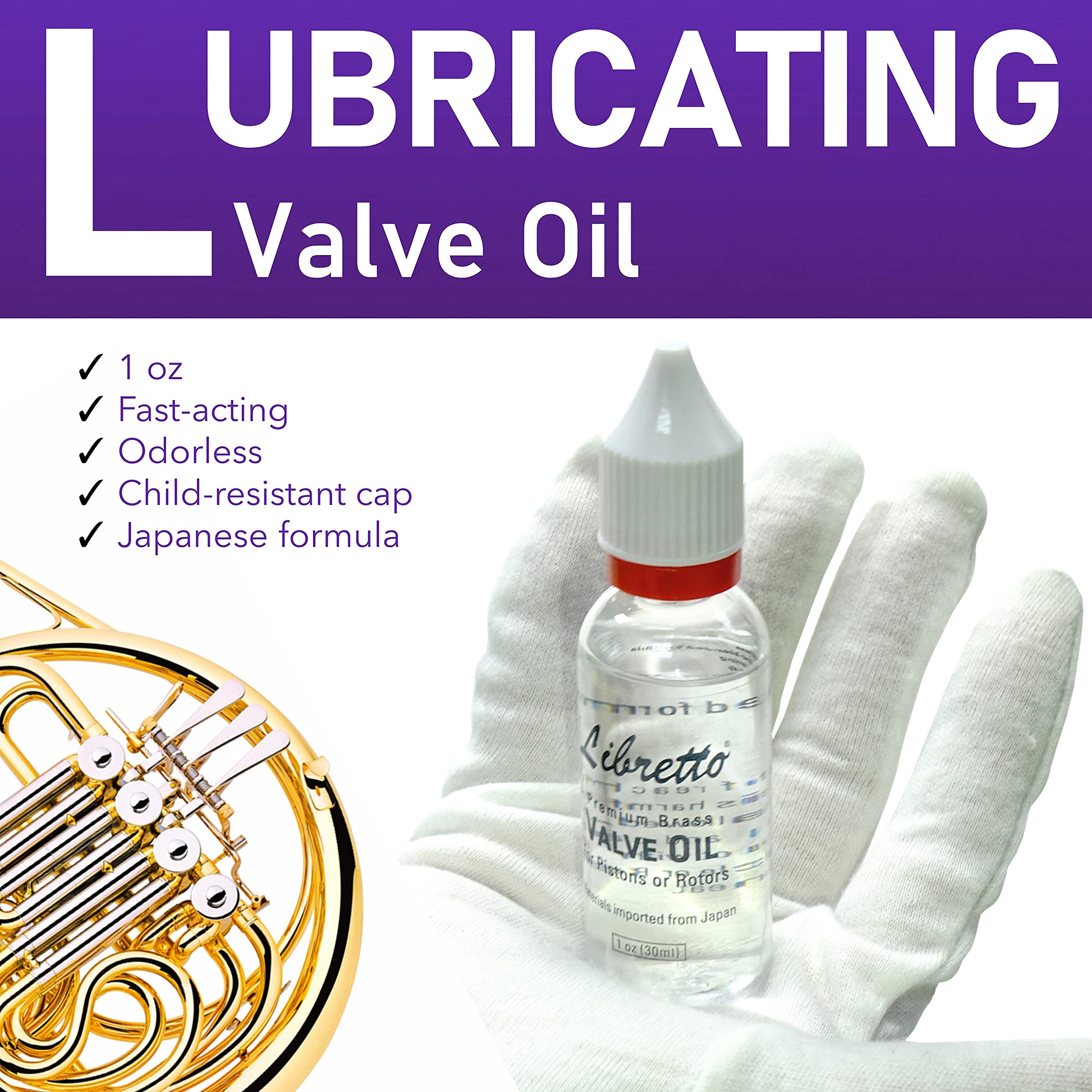 Libretto French Horn ALL-INCLUSIVE Cleaning & Care Kit with Instructions: Valve Oil + Slide Grease + Cleaning Cloth + Mouthpiece & Bore Brushes, Giftable Handy Case. Clean & Extend Life of your Horn