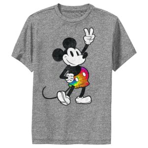 disney characters tie dye mickey stroked boy's performance tee, charcoal heather, small