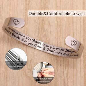 Btysun Inspirational Gifts for Women Anxiety Bracelets for Teen Girls Encouragement Gifts for People with Anxiety Friend Bracelet Quotes Engraved Jewelry