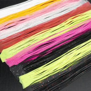 20Pc 10Colours Fishing Jig Lures Mixed Colors DIY Silicone Whole Sheet Skirts for Jig Lures Regular Skirt Colours with Fly Tying Material Free Rubber Band CMB5#