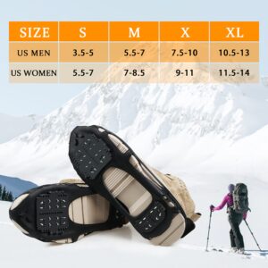 Ice Cleats Snow Walk Traction Cleats - 24 Studs Ice Grippers Cleats Crampons for Walking on Snow and Ice Anti Slip Crampons for Hiking Climbing Outdoor