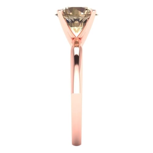 Clara Pucci 2.0 ct Round Cut Solitaire Yellow Moissanite Ideal Engagement Bridal Promise Anniversary Designer Ring in 18K Rose Gold 10.75