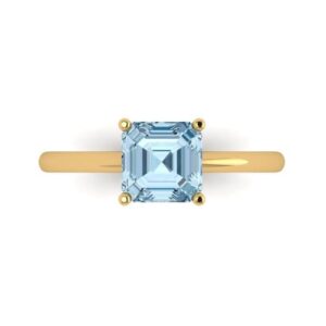 clara pucci 1.50 ct asscher cut solitaire natural swiss blue topaz vvs1 engagement bridal promise anniversary ring 18k yellow gold 4.5