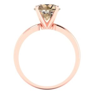 Clara Pucci 2.0 ct Round Cut Solitaire Yellow Moissanite Ideal Engagement Bridal Promise Anniversary Designer Ring in 18K Rose Gold 10.75