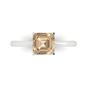 clara pucci 1.50 ct asscher cut solitaire yellow moissanite ideal engagement bridal promise anniversary designer ring 18k white gold 3.5