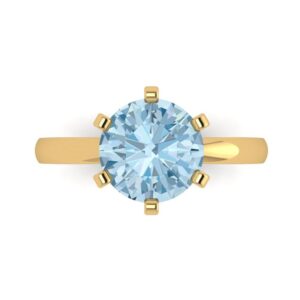 2.95ct round cut solitaire natural swiss blue excellent vvs1 classic wedding statement bridal ring 18k yellow gold size 6.5