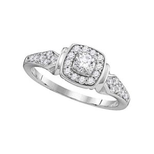 dazzlingrock collection 10kt white gold womens round diamond round halo bridal wedding engagement ring 1/2 ctw