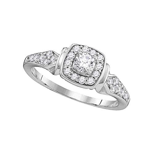 Dazzlingrock Collection 10kt White Gold Womens Round Diamond Round Halo Bridal Wedding Engagement Ring 1/2 ctw