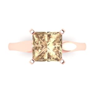 2.55 princess cut solitaire vvs1 yellow moissanite classic bridal wedding statement ring in 18k rose gold size 6.75