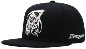 adjuemb classic snapback hats grim reaper embroidery adjustable flat bill hat unisex baseball caps black