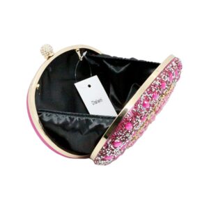 Pink Clutch Purses for Women Rhinestone Crystal Evening Bag Beaded Wedding Flower Handbag (773Fuchsia)