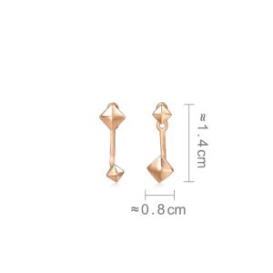 CHOW SANG SANG Delicate Gold 18K Rosk Gold Square Rivet Front Back Earrings for Women 92812E