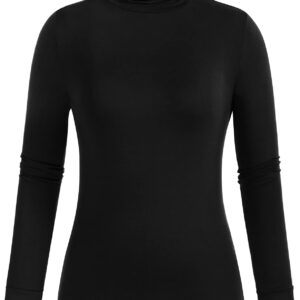 Hanna Nikole Plus Size Black Turtleneck for Women Fitted Ultra-Soft Pullover Slim Stretchy Mock Neck Shirt Tops 22W