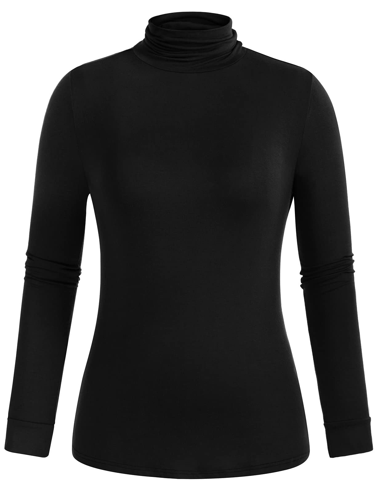 Hanna Nikole Plus Size Black Turtleneck for Women Fitted Ultra-Soft Pullover Slim Stretchy Mock Neck Shirt Tops 22W